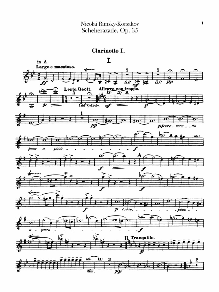 Rimsky Korsakov Scheherezade Cl1-2 | PDF