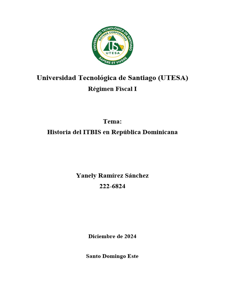Historia del ITBIS en RD: Orígenes y Evolución | PDF | Impuestos ...