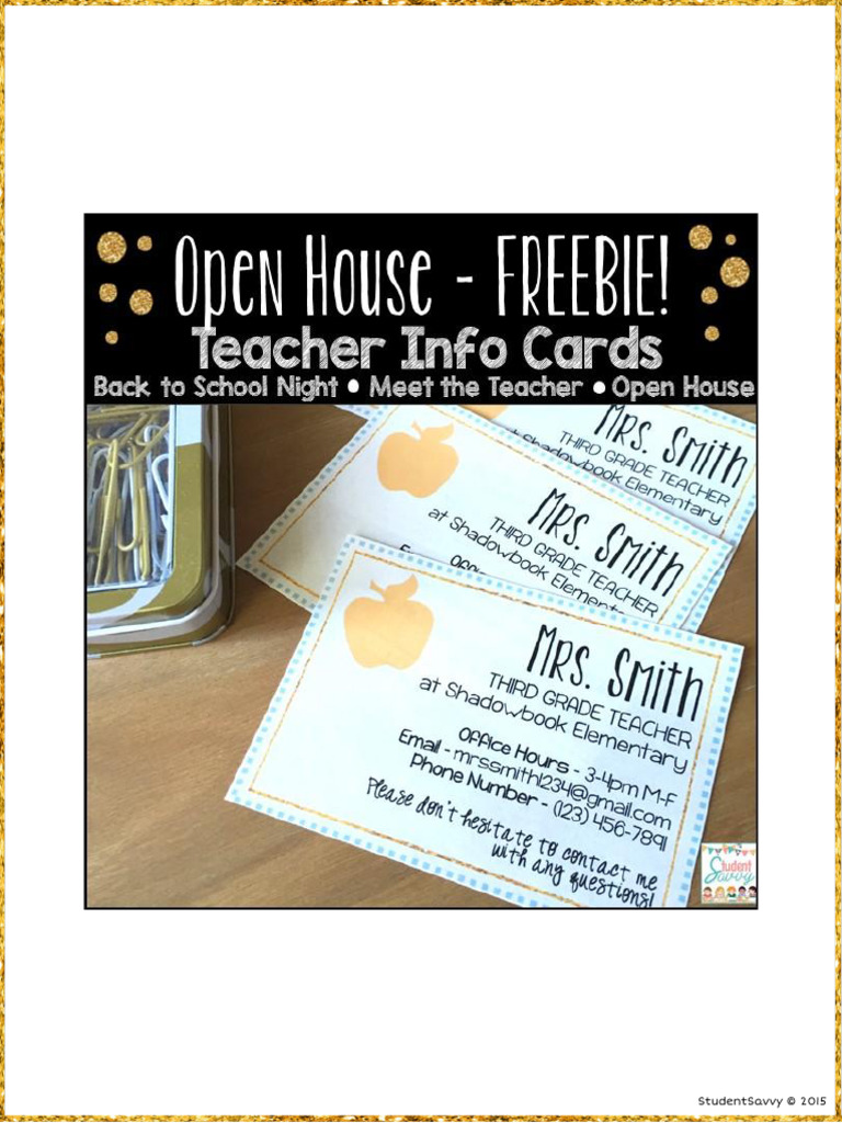 Teacher Info Cards Freebie Download | PDF