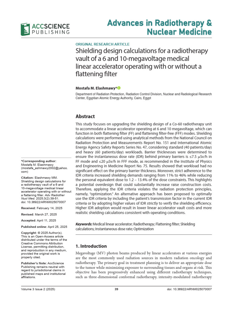 Optimizing Radiotherapy Vault Shielding | PDF | Radiation Therapy ...