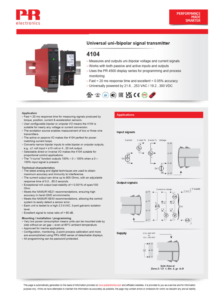 Universal Signal Transmitter 4104 | PDF | Alternating Current | Decibel
