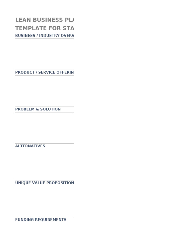 Lean Start-Up Business Plan Template - Smartsheet | PDF