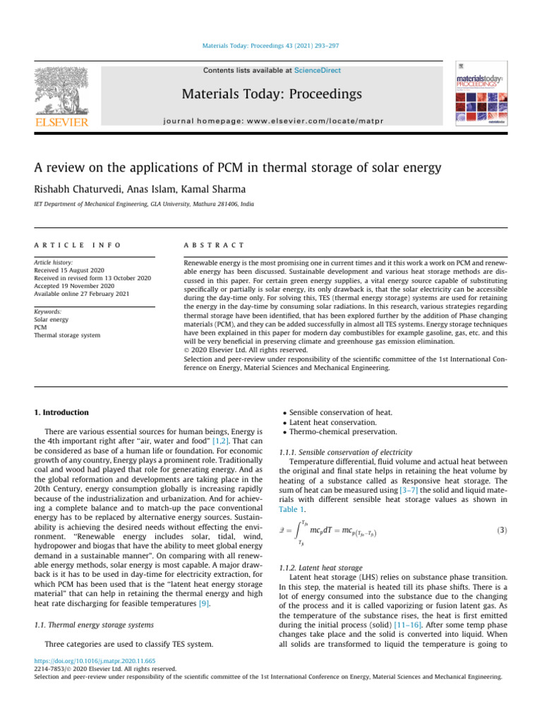 PCM Applications in Solar Thermal Storage | PDF | Heat | Photovoltaics