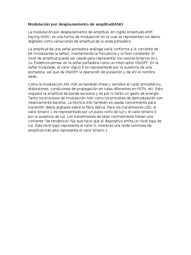 Modulacion Ask Fsk Msk Psk Descargar Gratis Pdf Tecnología De