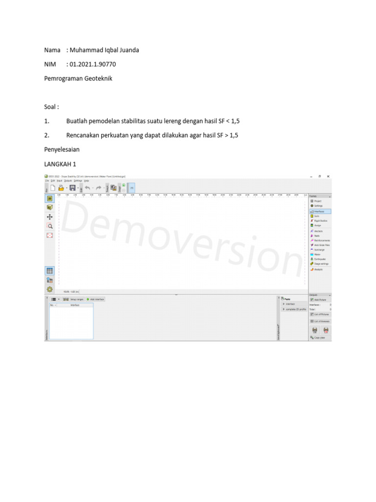 Tugas 2 Pemrograman Geoteknik_01.2021.1.90770_Muhammad Iqbal Juanda | PDF