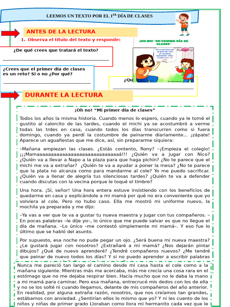 Lun 17 1er Dia de Clases | PDF