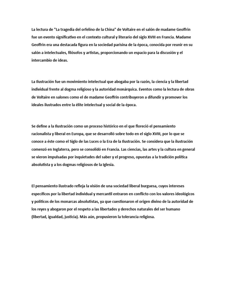 La lectura de Voltaire en el salón de Geoffrin | PDF