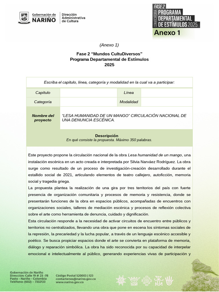 Anexo 1 | PDF | Memoria