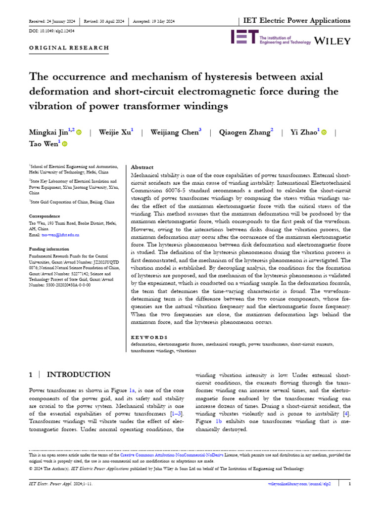 Hysteresis in Transformer Winding Vibration | PDF | Oscillation ...