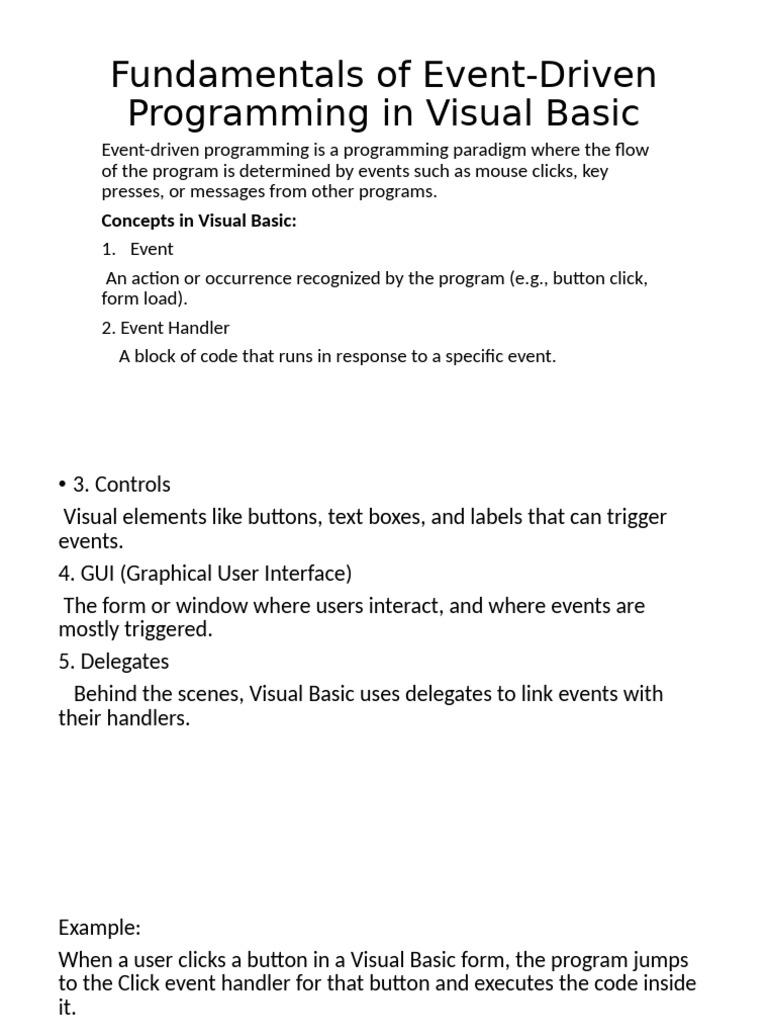 Fundamentals of Event-Driven Programming in Visual Basic | PDF