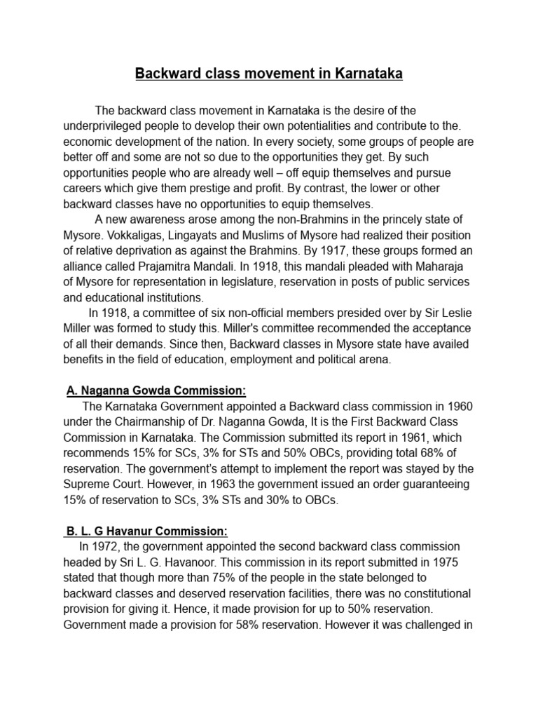Karnataka Backward Classes Movement | PDF | Empowerment | Politics Of India