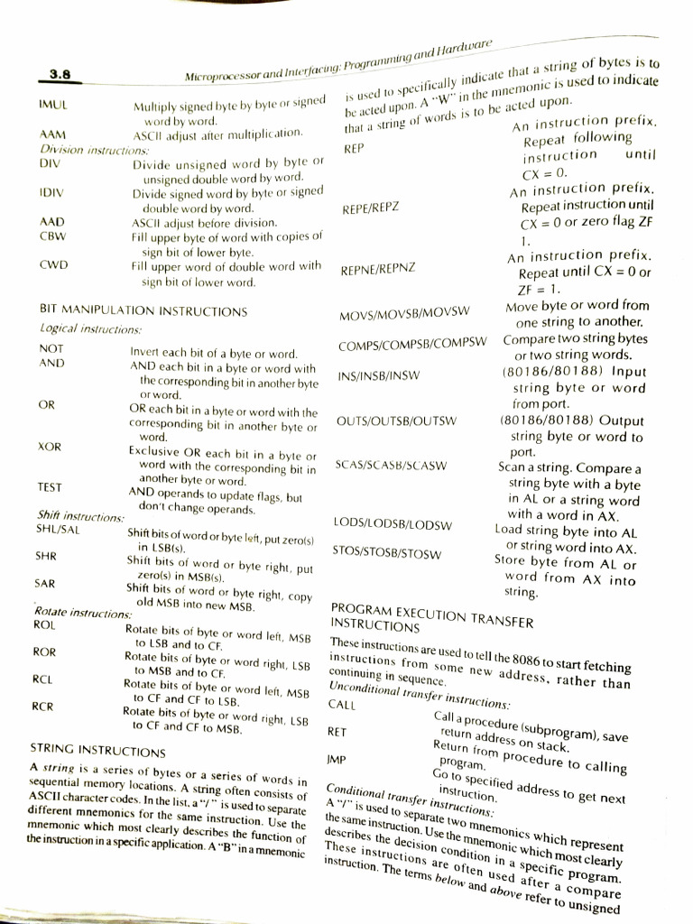 8086 Assembly Language Instruction Set | PDF | Computer Science ...