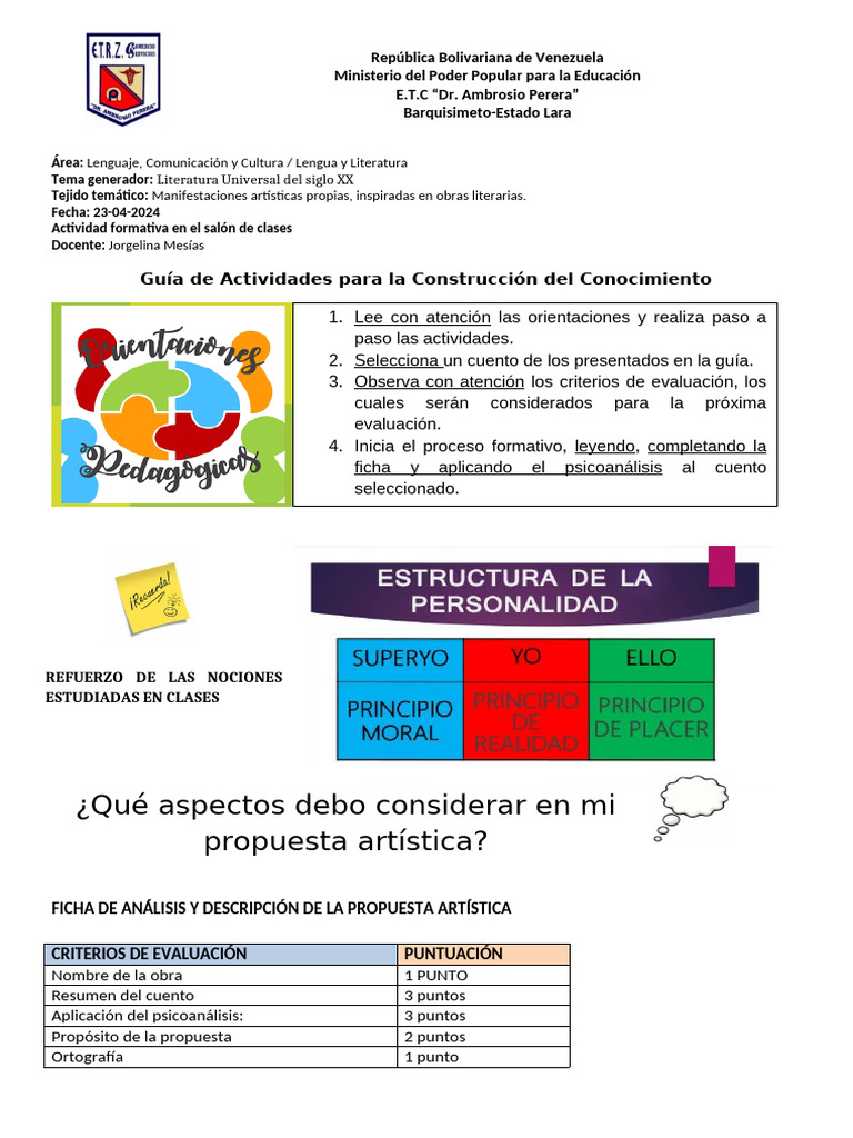 _Lengua y Literatura de 5to año. Lecturas 23-04nuevo | PDF