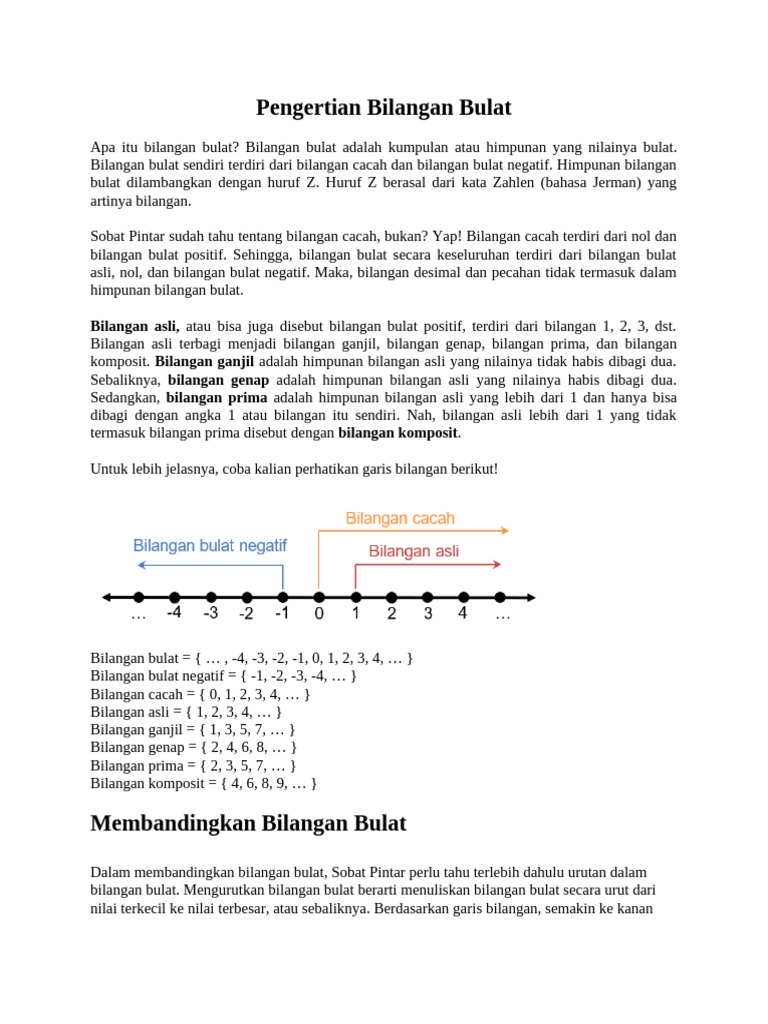 Pengertian dan Klasifikasi Bilangan Bulat | PDF