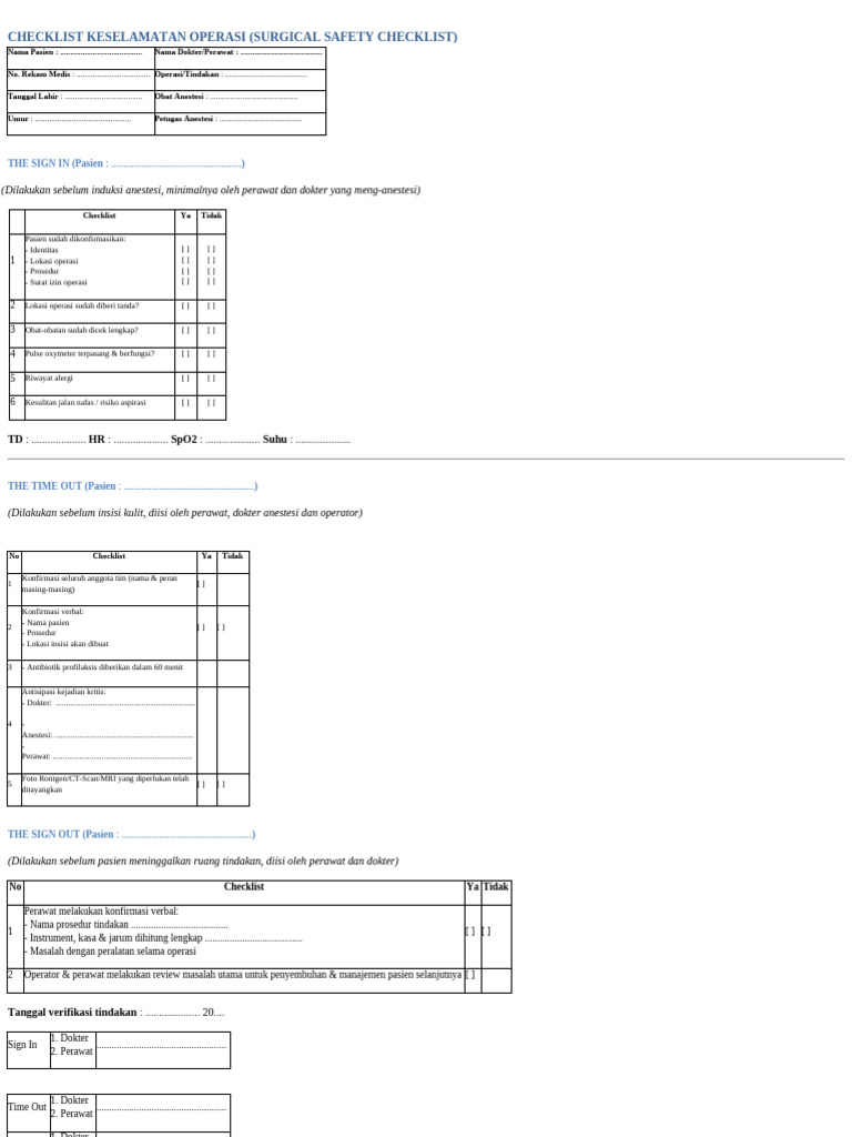 Checklist Keselamatan Operasi Efektif | PDF