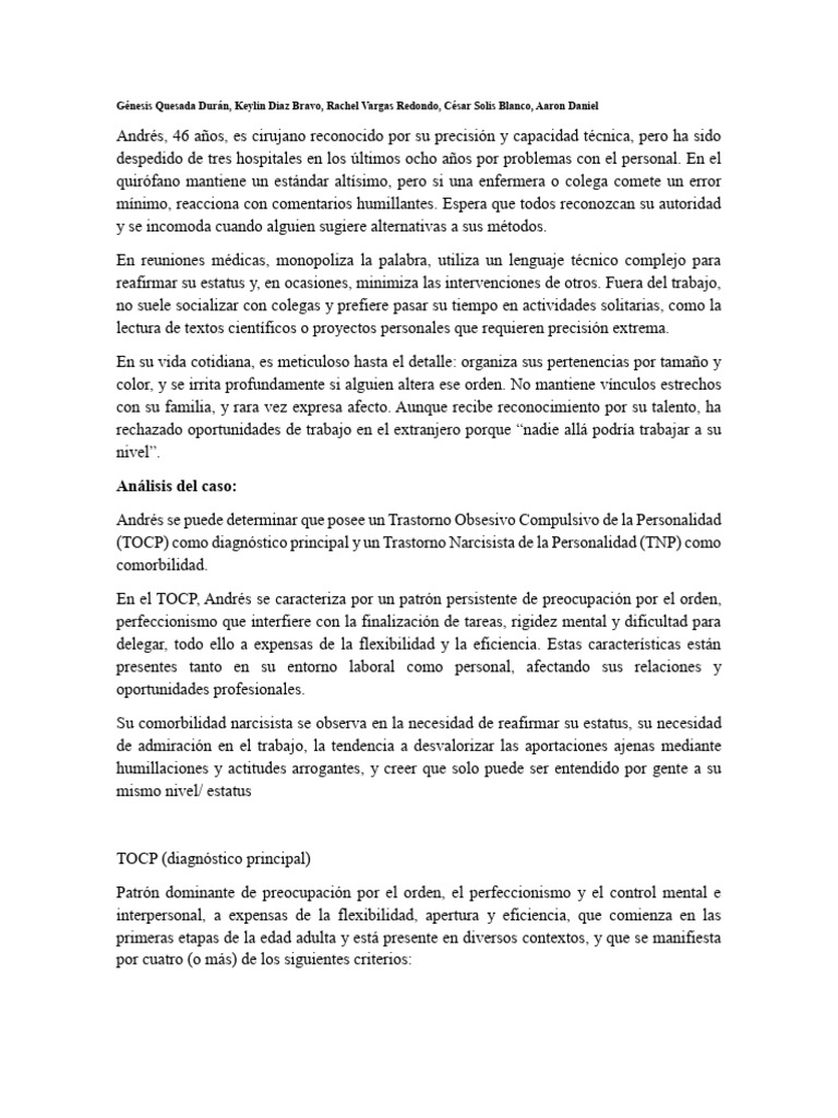 Análisis Del Caso:: Génesis Quesada Durán, Keylin Diaz Bravo, Rachel ...