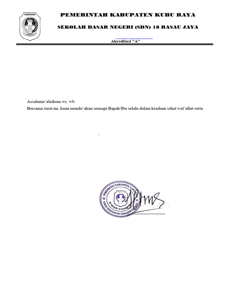 Undangan Pengambilan Rapot | PDF