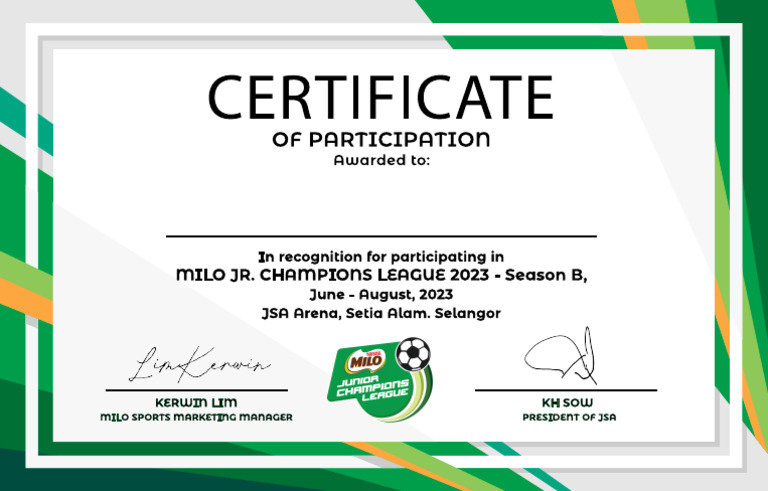 MJCL Cup Seasonb2023 Cert | PDF