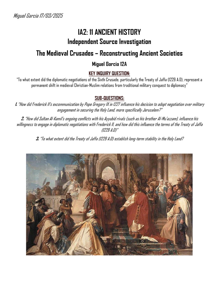 The_Medieval_Crusades_AHS_IA2_2025 - Final | PDF | Crusades | Diplomacy