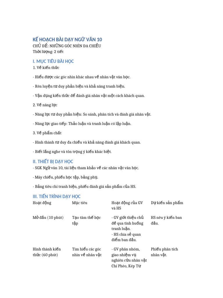 Ke Hoach Bai Day Nhung Goc Nhin Da Chieu | PDF