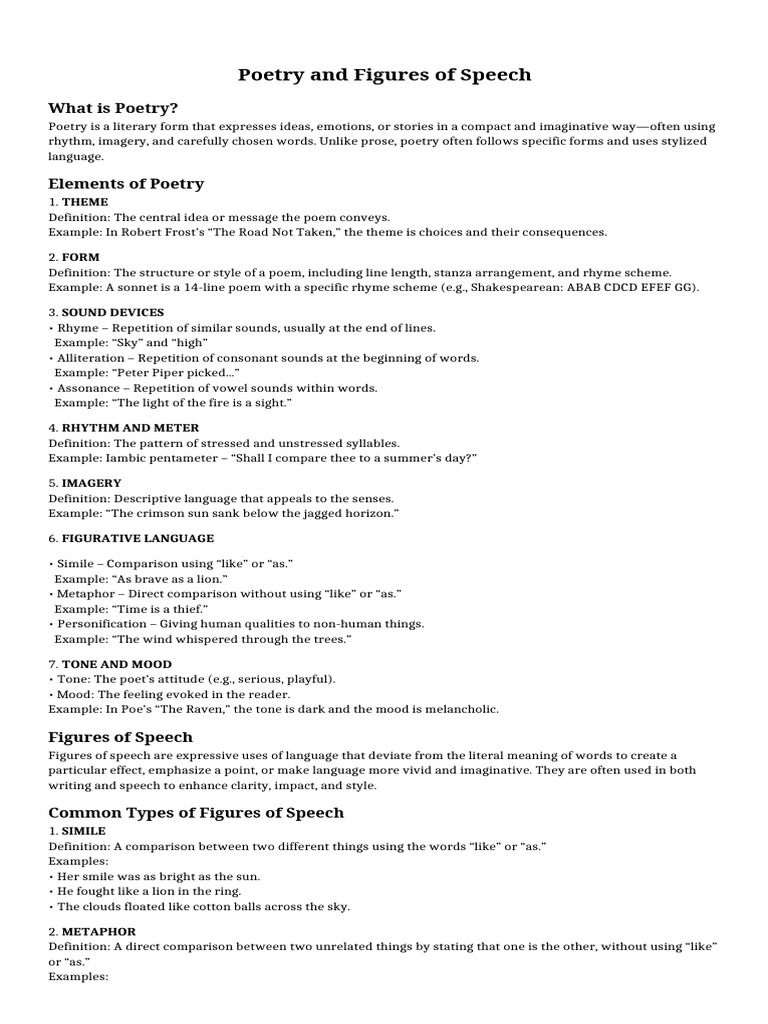 Elements and Figures of Poetry Explained | PDF | Poetry | Rhyme
