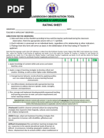 Master Teacher I Observation Rating Sheet | PDF | Learning | Teachers
