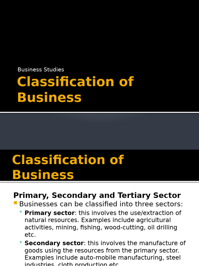 Business Sector Classification Overview | PDF | Tertiary Sector Of The ...