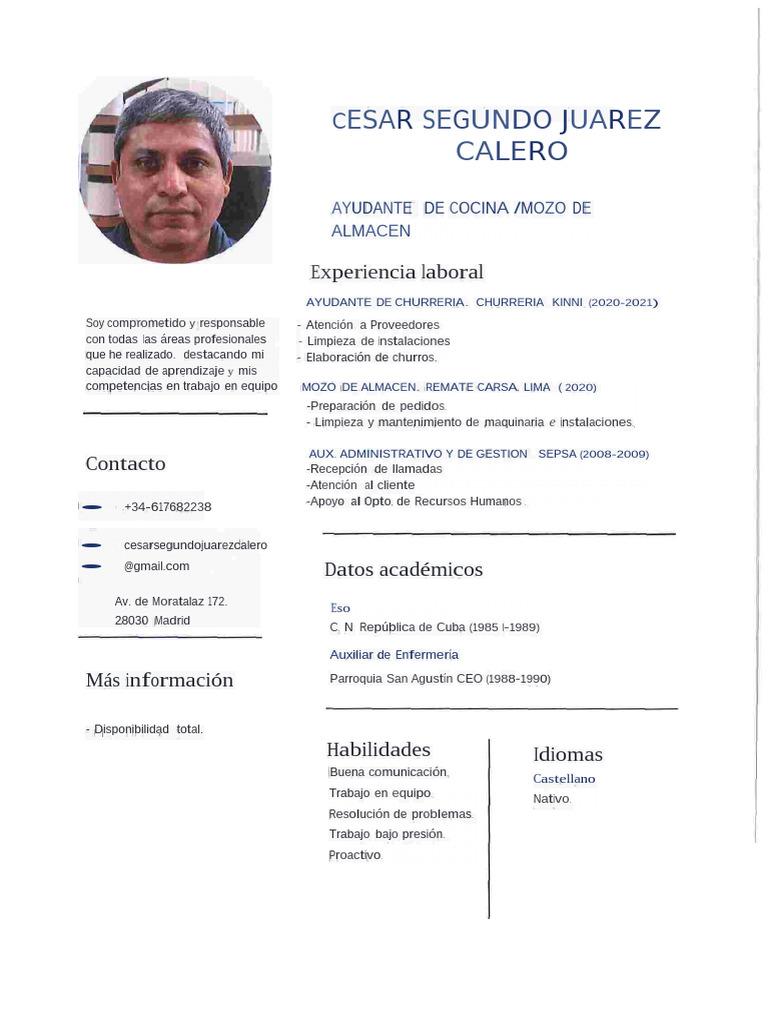 CV Cesar Segundo Juarez Calero | PDF