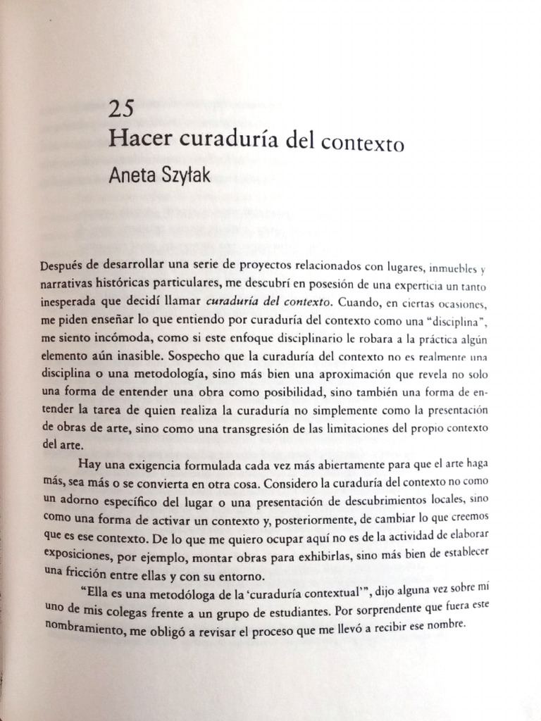 Curaduría del Contexto en el Arte | PDF