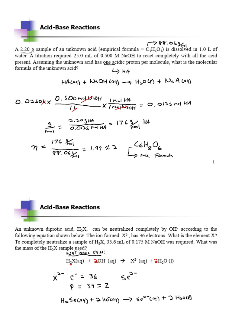 Acid-Base and Redox Reaction Analysis | PDF | Acid | Redox