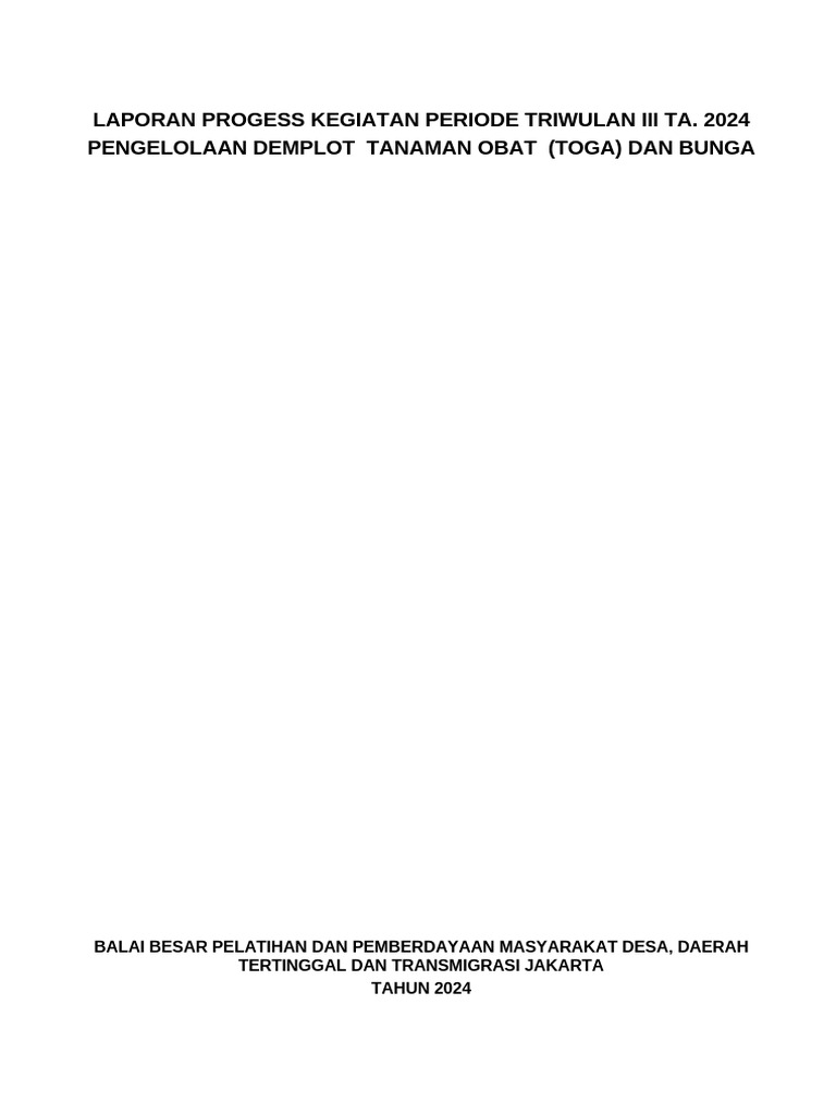 Laporan Triwulan III Demplot TOGA 2024 | PDF
