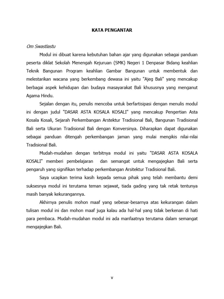 KATA PENGANTAR Asta Kosala Kosali | PDF
