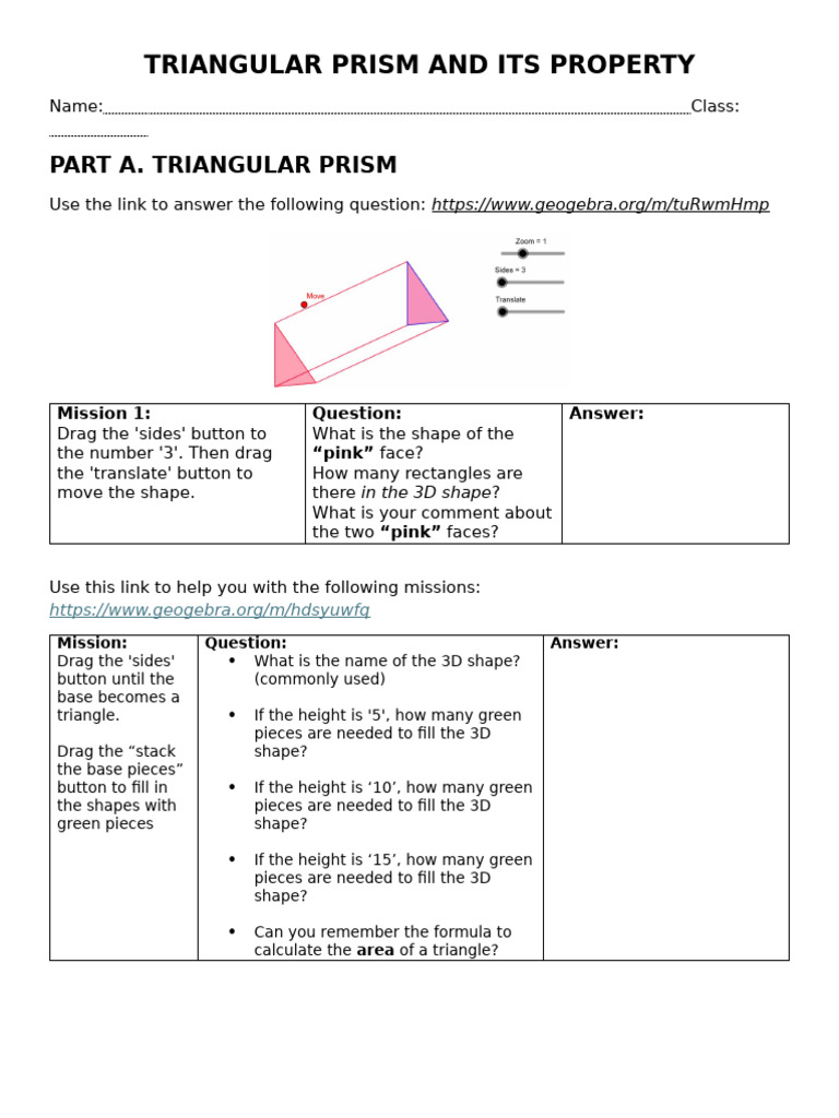 Triangular Prism: Properties and Nets | PDF
