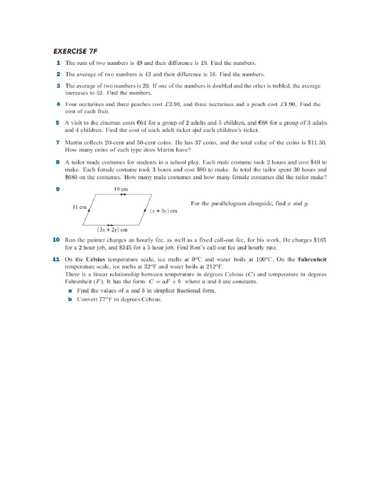 Simultaneous Eqns - Word Problems | PDF