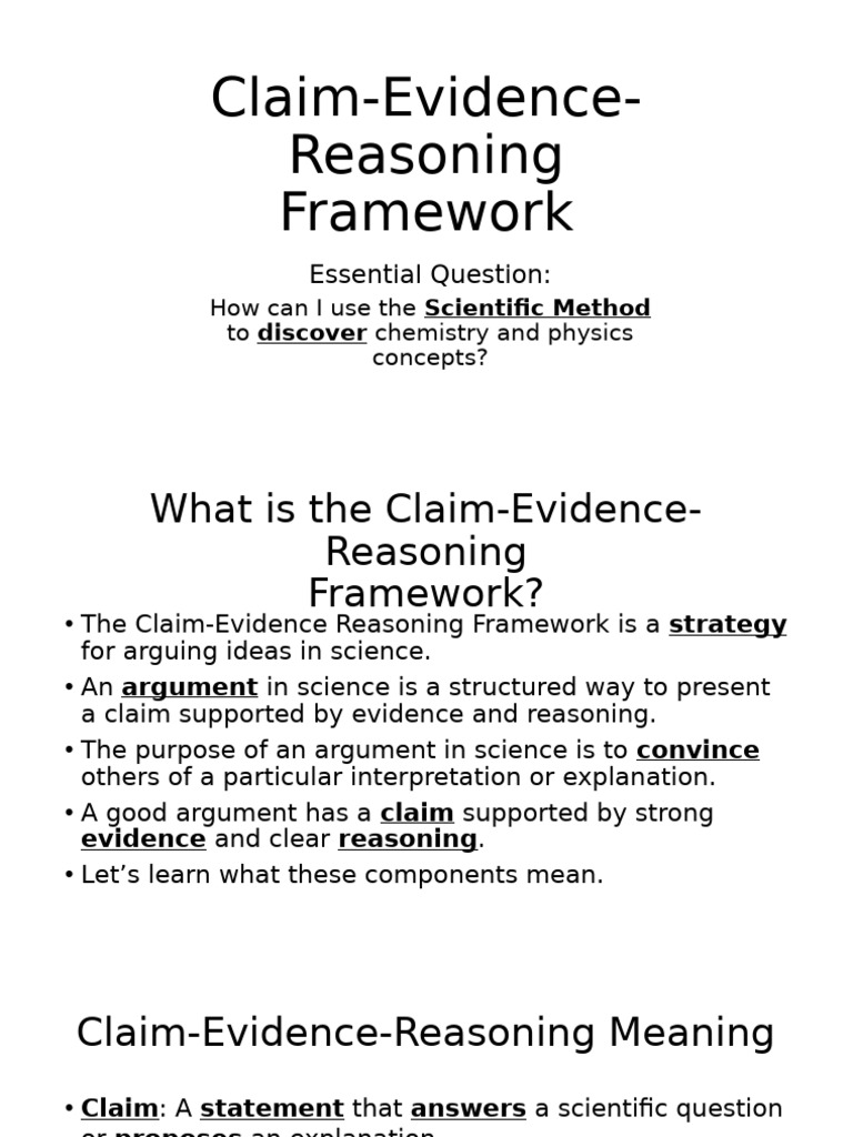 Claim Evidence Reasoning Framework | PDF | Scientific Method | Reason