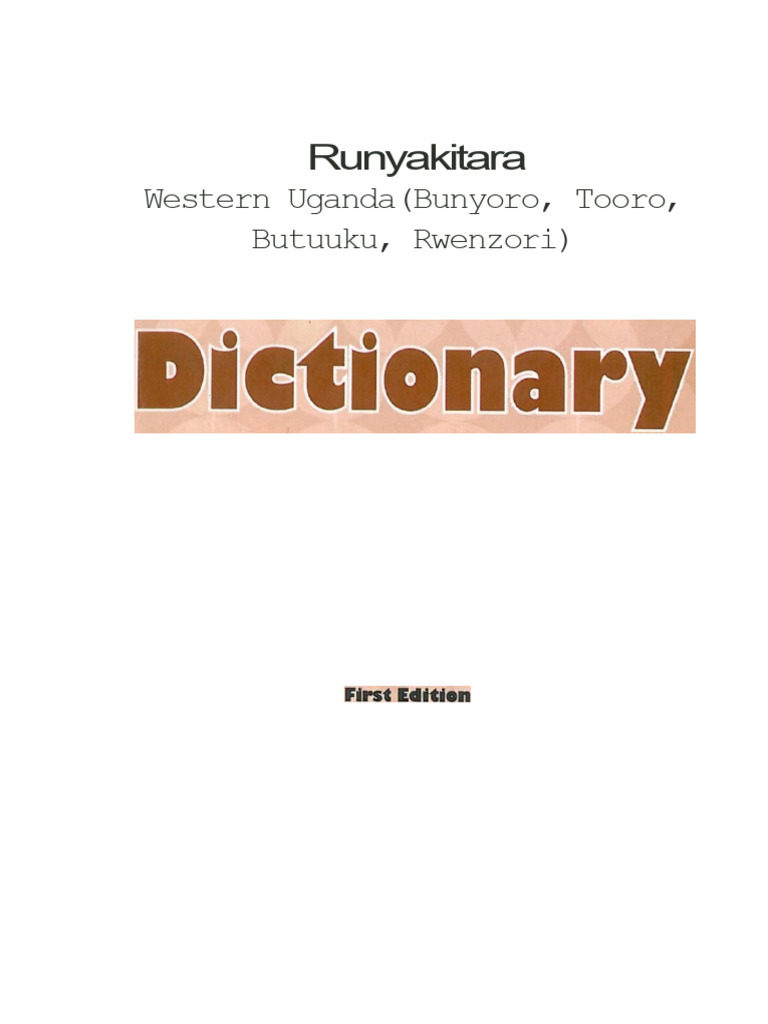 Runyoro-Rutooro Language Dictionary | PDF | Verb | Adjective