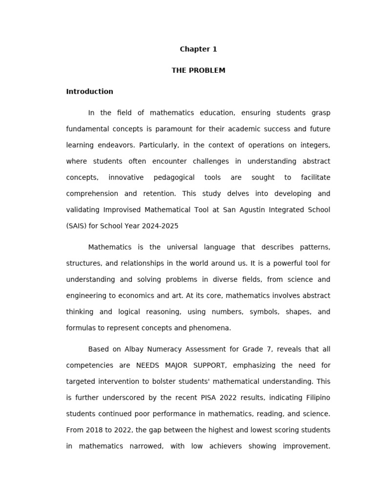 Development and Validation of Contextualized Improvised Mathematical ...