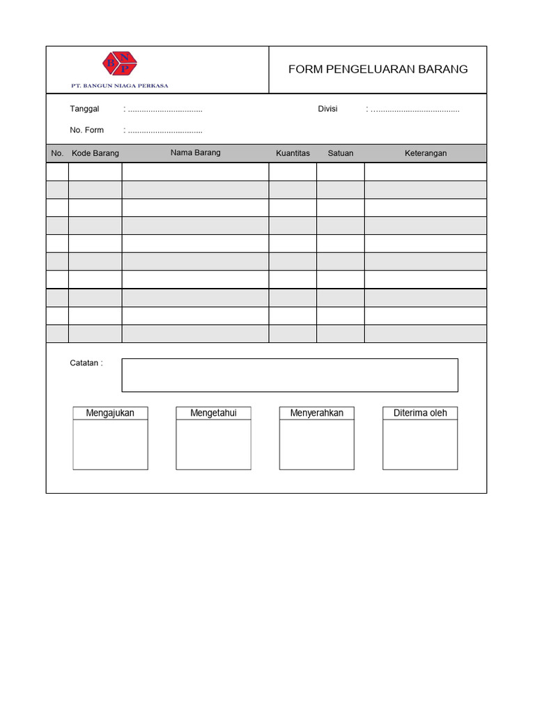 Form Permintaan Barang | PDF