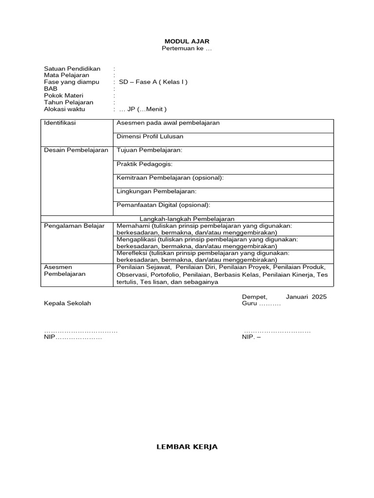 Template Modul Ajar | PDF