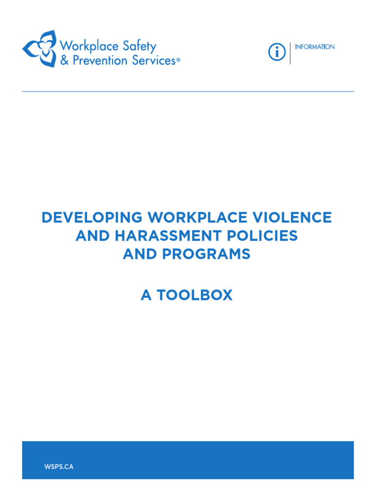 Wsps Workplace Violence and Harassment Toolbox | PDF | Occupational ...