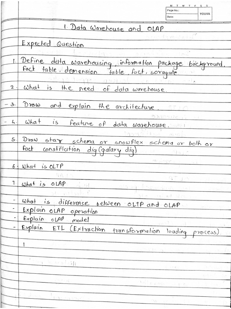 Data Warehouse and Mining Notes | PDF