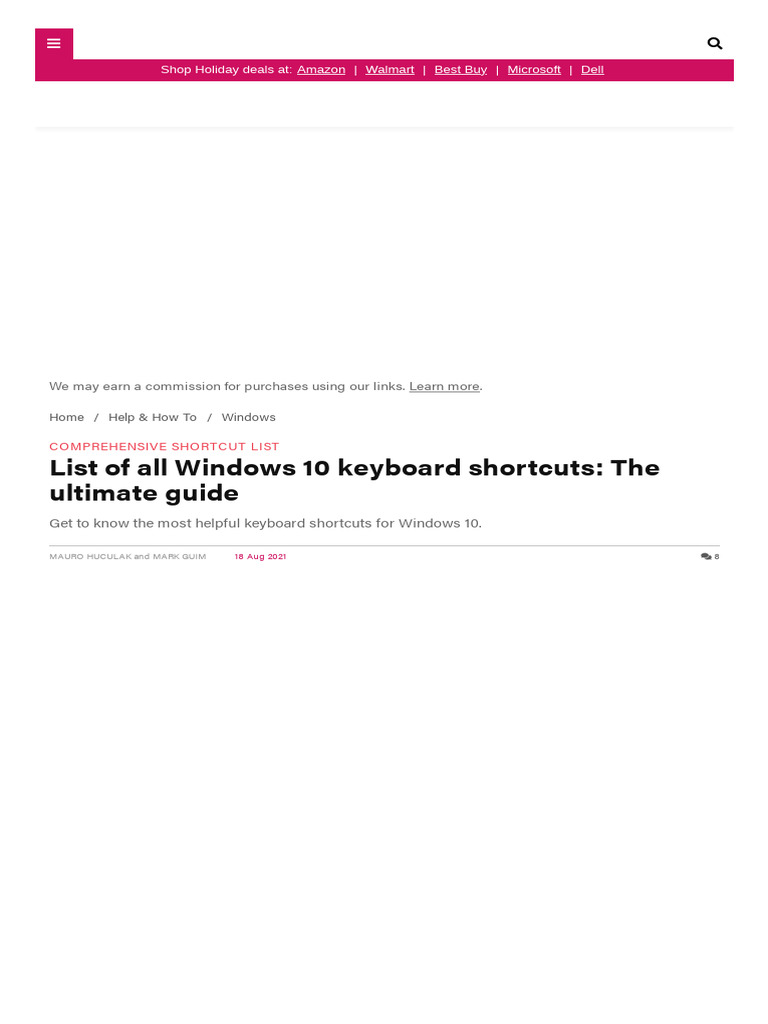Essential Windows 10 Keyboard Shortcuts | PDF | Computer Keyboard ...