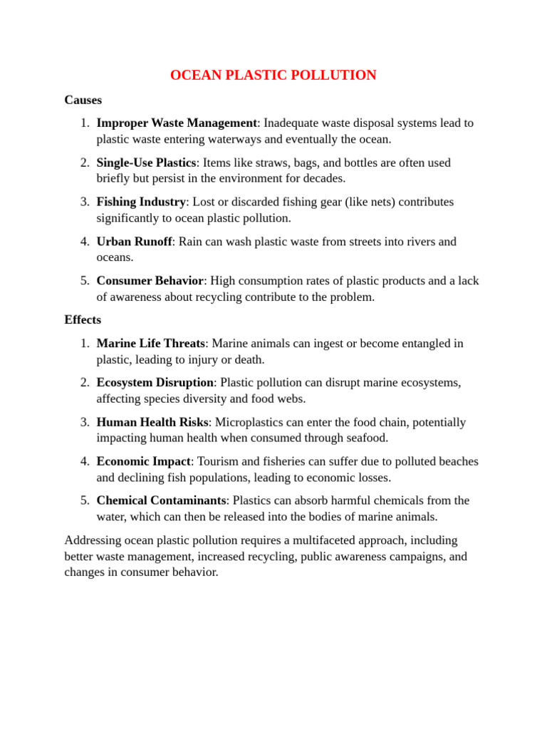 Ocean Plastic Pollution | PDF