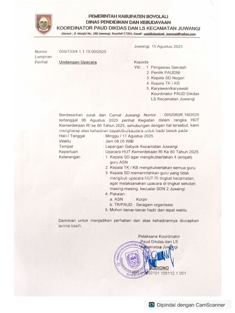 Undangan Upacara 17an Juwangi | PDF