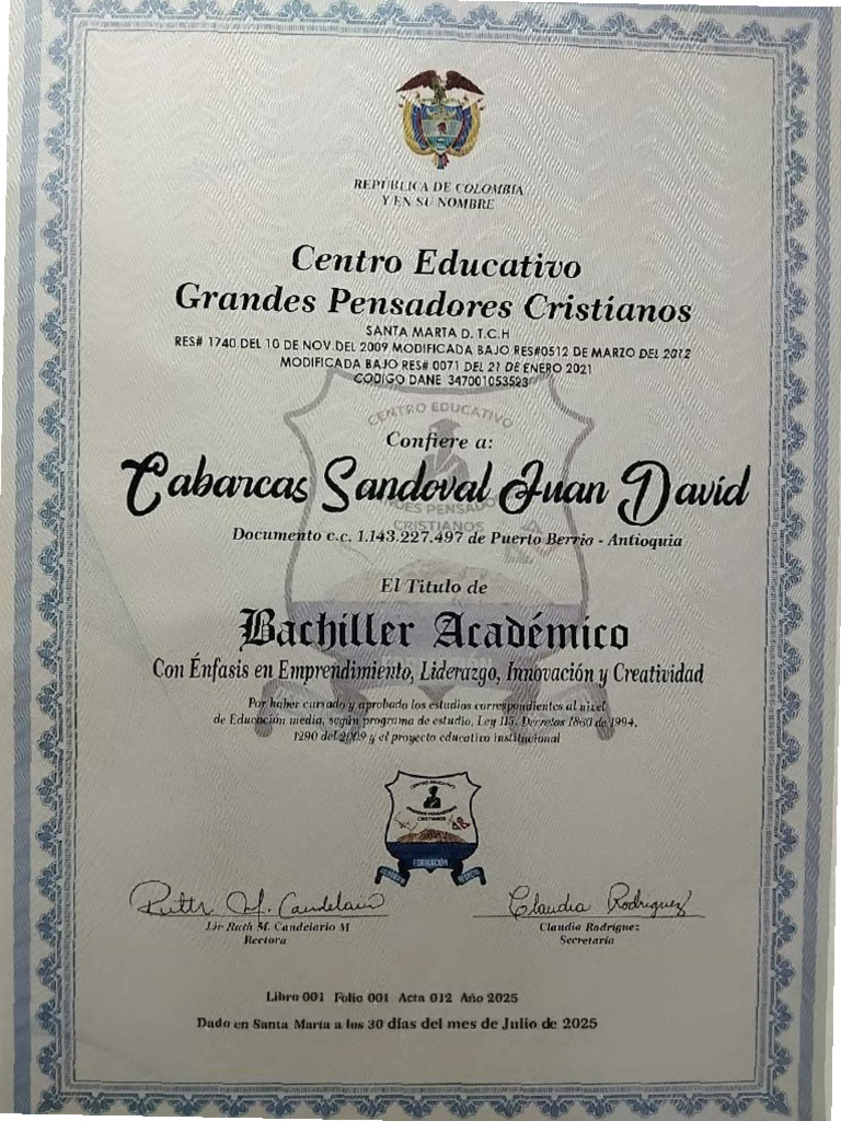 Diploma de Juan David | PDF