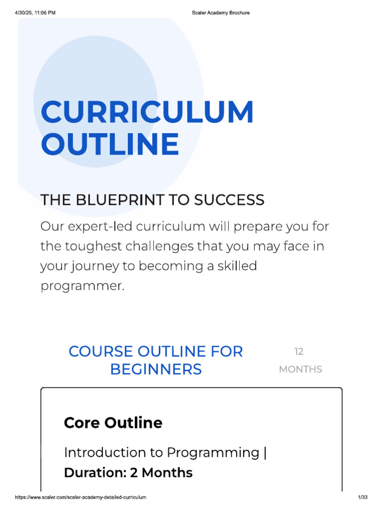 Scaler Career Curriculum | PDF