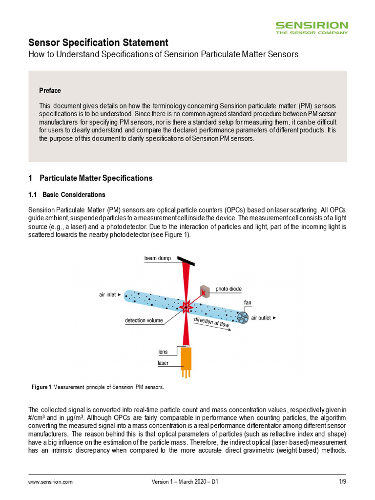 Sensirion - PM Specification Statement | PDF | Accuracy And Precision ...
