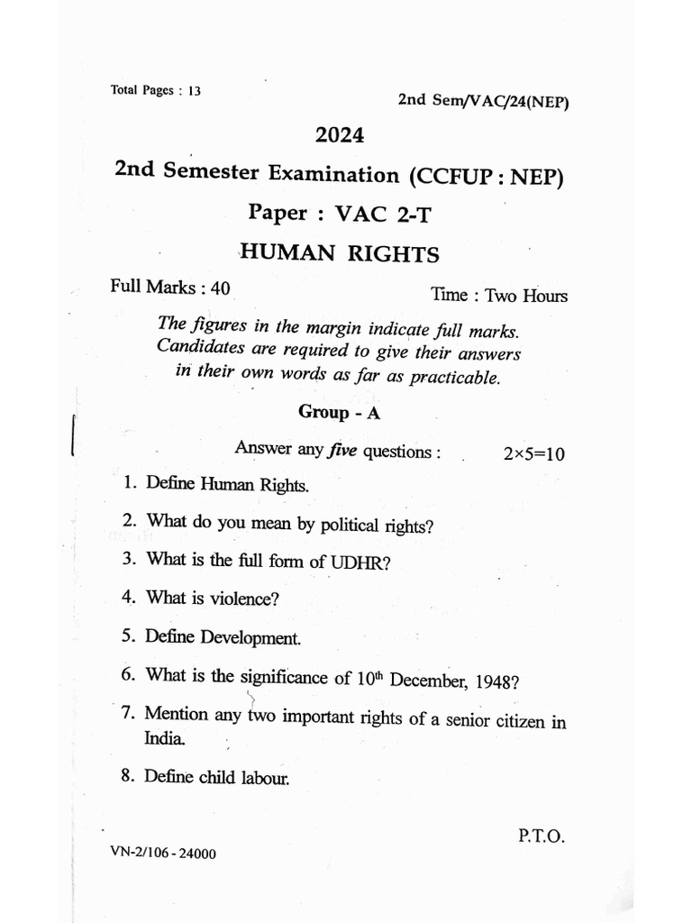 Human Rights Question 2024 | PDF
