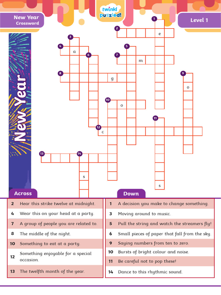 New Year Crossword Puzzle Pack v1 | PDF | Puzzles | Word Puzzles