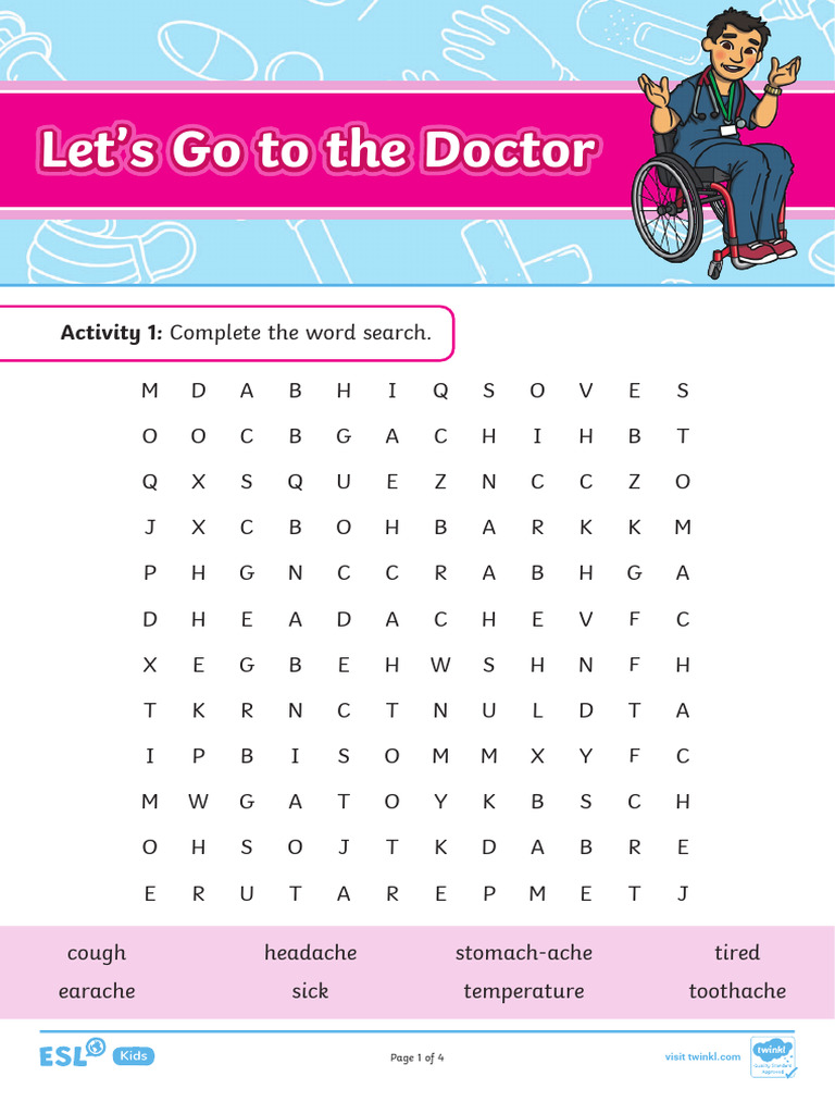T e 1735208709 Esl Lets Go To The Doctor Activity Sheet Kids A1 Ver 2 ...